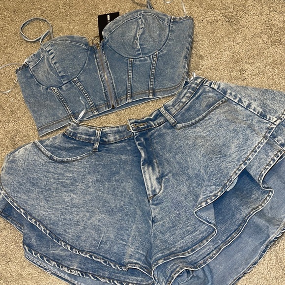 Fashion Nova | Shorts | Fashion Nova Denim Short Set | Poshmark